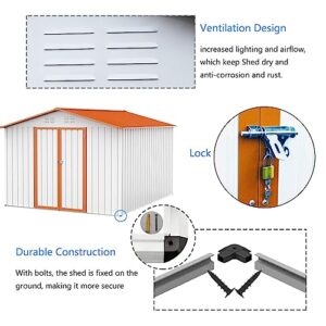 10 x 8 Ft Storage Shed,Outdoor Storage Shed Metal Shed with Floor Frame,Outdoor Shed for Yard Patio Lawn,Perfect to Store Pool Furniture,Bike,Garbage Can