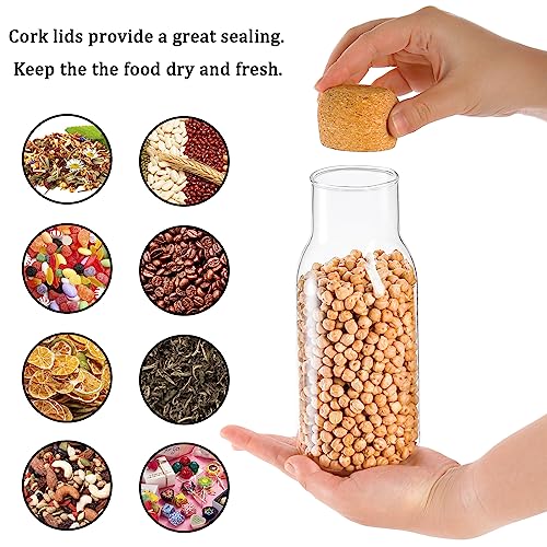 Youeon 3 Pack Glass Jars with Cork Lid, 5/10/24 Oz Glass Storage Containers, Clear Candy Jars, Small Glass Carafe With Cork Stopper, Multi Use for Coffee, Tea, Sugar, Spice, Drinks