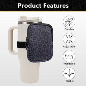 YR Water Bottle Pouch for Stanley Quencher Adventure 40oz & 30oz Tumbler, Gym Water Bottle Pouch for Stanley Cup 40oz with Handle, Water Bottle Pouch for Stanley Tumbler (Black Leopard)