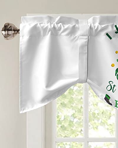 Tie Up Curtain Valances Window Topper,Shade Valance for Kitchen Windows St. Patrick's Day Plaid Truck with Clover and Gold Coins Rod Pocket Tie-up Curtains Window Treatment Drapes White 42"x18"