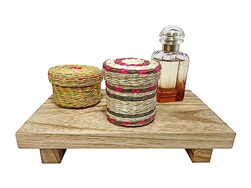 Laual Designs Small Wooden Riser Plant Stand | Rustic Home Décor Pedestal Stand | Handmade Bathroom Decor | Soap Tray | Wood Stand | Decorative Tray Kitchen Décor Farmhouse Decor | Natural