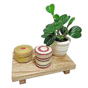 Laual Designs Small Wooden Riser Plant Stand | Rustic Home Décor Pedestal Stand | Handmade Bathroom Decor | Soap Tray | Wood Stand | Decorative Tray Kitchen Décor Farmhouse Decor | Natural