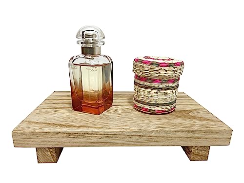 Laual Designs Small Wooden Riser Plant Stand | Rustic Home Décor Pedestal Stand | Handmade Bathroom Decor | Soap Tray | Wood Stand | Decorative Tray Kitchen Décor Farmhouse Decor | Natural