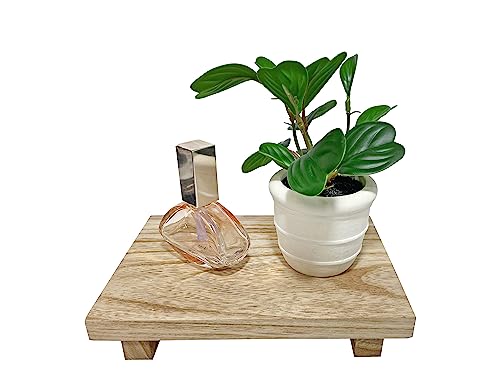 Laual Designs Small Wooden Riser Plant Stand | Rustic Home Décor Pedestal Stand | Handmade Bathroom Decor | Soap Tray | Wood Stand | Decorative Tray Kitchen Décor Farmhouse Decor | Natural