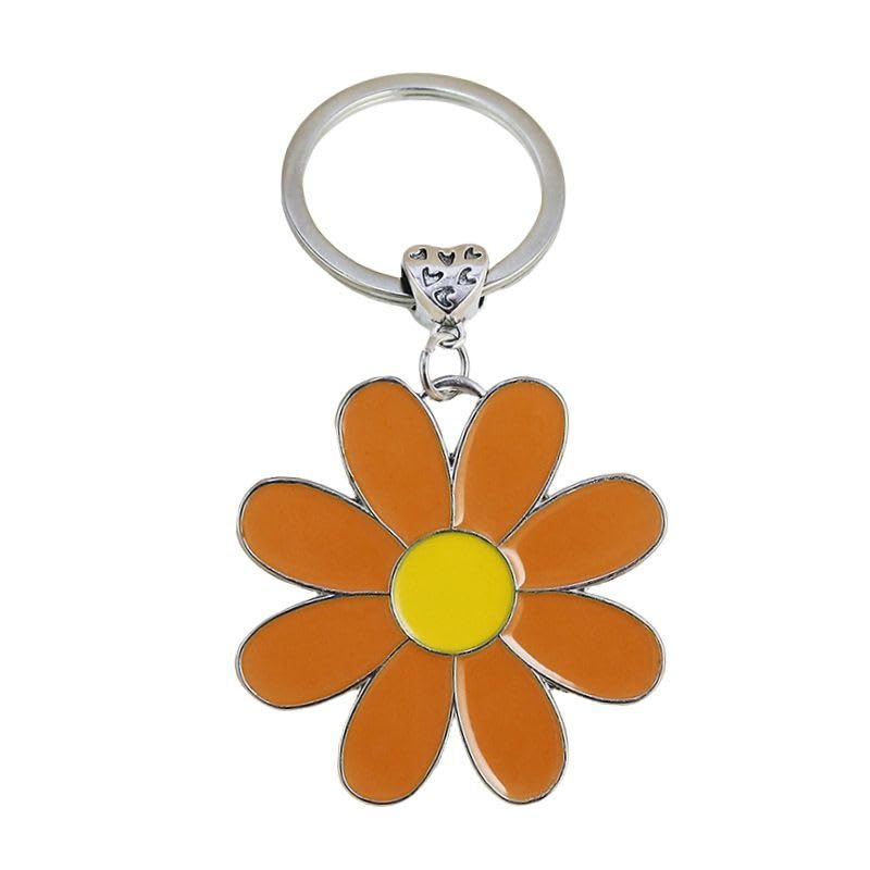 tenghong2021 Cute Flower Keychain Beads Key Chain for Women Girls Charm for Purse Car Keys Backpack Unique Ornament -Light Orange