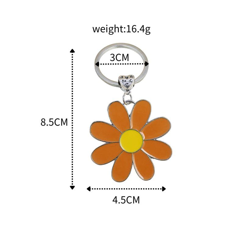 tenghong2021 Cute Flower Keychain Beads Key Chain for Women Girls Charm for Purse Car Keys Backpack Unique Ornament -Light Orange