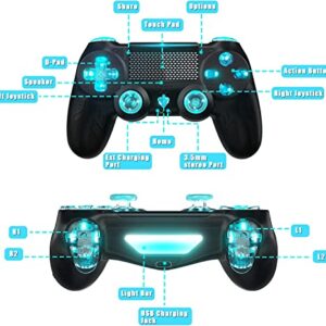 Gamrombo LED Light Replacement for Custom PS4 Controller, Cool LED Controller Compatible with Playstation 4/Slim/Pro, PS4 Remote Controller Support Turbo/Dual Vibration/6-Axis Motion Sensor/Touch Pad