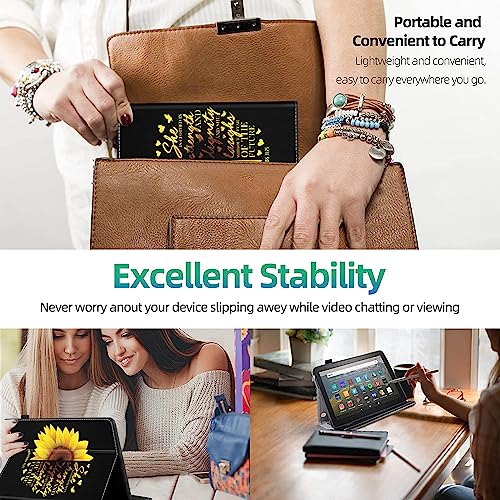 Case Cover for Kindle Fire 7 Tablet (9th/7th/5th Generation, 2019/2017/2015 Release), Slim Folding Stand Cover with Auto Wake/Sleep, Sunflower Christian Bible