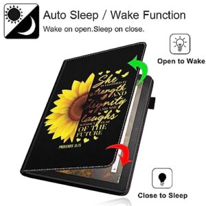 Case Cover for Kindle Fire 7 Tablet (9th/7th/5th Generation, 2019/2017/2015 Release), Slim Folding Stand Cover with Auto Wake/Sleep, Sunflower Christian Bible