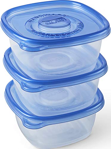 GladWare Deep Dish Food Storage Containers, 3 Count, Standard & GladWare Tall Entrée Food Storage Containers | Large Square Containers for Food Hold up to 42 Ounces of Food, 3 Count