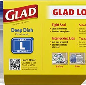 GladWare Deep Dish Food Storage Containers, 3 Count, Standard & GladWare Tall Entrée Food Storage Containers | Large Square Containers for Food Hold up to 42 Ounces of Food, 3 Count