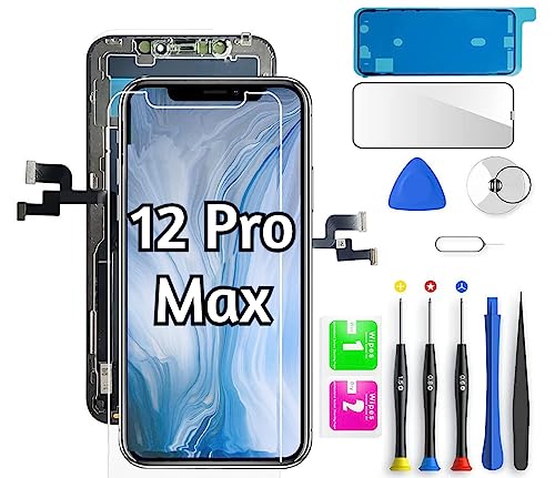 iPhone 12 Pro Max Screen Replacement 6.7 Inch, 3D Touch LCD Digitizer Screen for A2342, A2412, A2411, A2410 with Repair Tools Kit with Screen Protector/Waterproof Seal