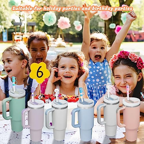 6Pcs Straw Cover Cap for Stanley Cup, Silicone Straw Topper fit stanley 30&40 oz tumbler,0.4in/10mm Stanley Straw Covers Protector for Stanley Cup Accessories,Cute Reusable Straw Tips Lids for Tumbler