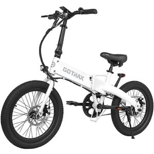 gotrax f1 20" folding electric bike for adults, 20mph power by 350w, weighs only 45lbs, 48v removable battery and smart lcd display, 5 pedal-assist levels, suitable for leisure riding &commuting white