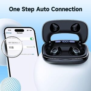 TAGRY Wireless Earbuds Bluetooth Headphones 120H Playtime IPX7 Waterproof Ear Buds Power Display Earphones with Mic and 2600mAh Charging Case for Sports Laptop TV Computer Phone Gaming