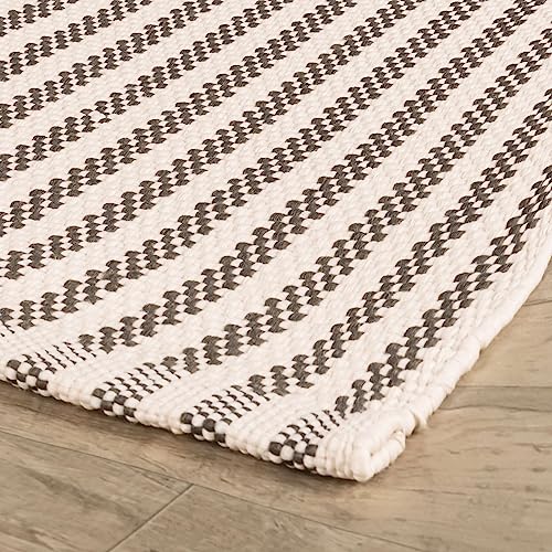 Home Conservatory Pinstripe Handwoven Indoor/Outdoor Rug, 8 X 10 Feet, Brown/Ivory Stripe Pattern