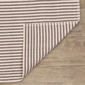 Home Conservatory Pinstripe Handwoven Indoor/Outdoor Rug, 8 X 10 Feet, Brown/Ivory Stripe Pattern