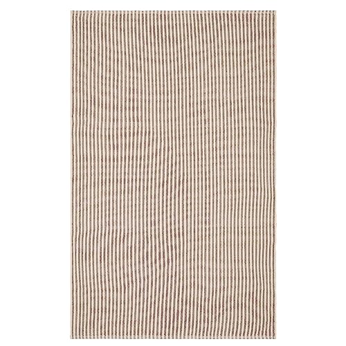 Home Conservatory Pinstripe Handwoven Indoor/Outdoor Rug, 8 X 10 Feet, Brown/Ivory Stripe Pattern