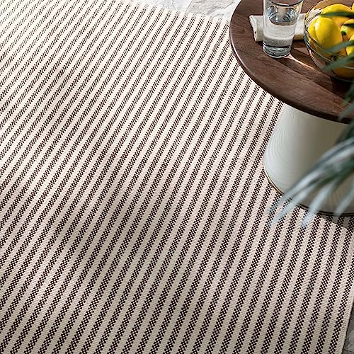 Home Conservatory Pinstripe Handwoven Indoor/Outdoor Rug, 8 X 10 Feet, Brown/Ivory Stripe Pattern