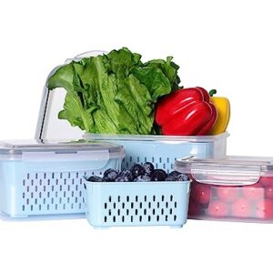 Phantom Chef Nesting Food Storage with Lids | 3 Sizes | Dishwasher & Microwave Safe | Food Grade BPA-FREE Safe | Perfect for Refrigerator Fridge Organizer | Portable & Stackable Design (Aqua)