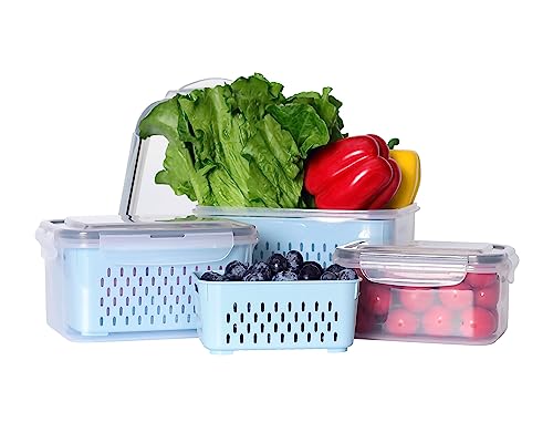 Phantom Chef Nesting Food Storage with Lids | 3 Sizes | Dishwasher & Microwave Safe | Food Grade BPA-FREE Safe | Perfect for Refrigerator Fridge Organizer | Portable & Stackable Design (Aqua)