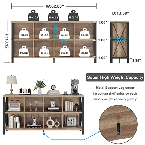 FATORRI 6 Cube Storage Organizer Bookshelf and 8 Cube Storage Organizer (Rustic Oak)