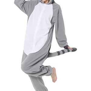 BDZaigozaiwu Adult Raccoon Onesie Pajamas Unisex Animal Cosplay Costume Kigurumi Onesies Halloween Sleepwear Christmas Jumpsuit Grey