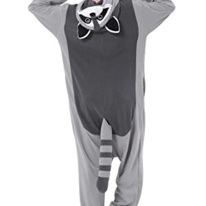 BDZaigozaiwu Adult Raccoon Onesie Pajamas Unisex Animal Cosplay Costume Kigurumi Onesies Halloween Sleepwear Christmas Jumpsuit Grey