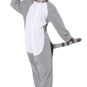 BDZaigozaiwu Adult Raccoon Onesie Pajamas Unisex Animal Cosplay Costume Kigurumi Onesies Halloween Sleepwear Christmas Jumpsuit Grey