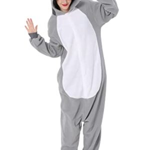 BDZaigozaiwu Adult Raccoon Onesie Pajamas Unisex Animal Cosplay Costume Kigurumi Onesies Halloween Sleepwear Christmas Jumpsuit Grey