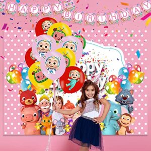 Pink Cartoon Party Decorations, Birthday Party Supplies Party Kit for Girls Include Happy Birthday Banner, Backdrop, Balloons, Cake Topper, Hanging Swirls, Stickers, Tablecloth