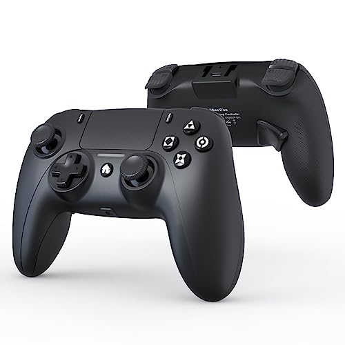 ShanWan Wireless Controller for ps4/PS4 Silm/PS4 pro. Wireless Remote Gamepad Compatible with iOS/PC/Android. Built-in 600mAh Battery with Double Shock/3.5 mm Audio jack/6-axis Motion Sensor/Programmable Back Buttons（black）