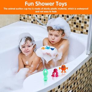 Bath Toy Set- 16 Pcs Slicone Sucker Toys for Kids, Sensory Toys for 3 4 5 6 7 Year Old Boys Girls Stress Release Toys Travel Toys, Suitable for Interactive Toys, Suitable for Parties, Bathrooms