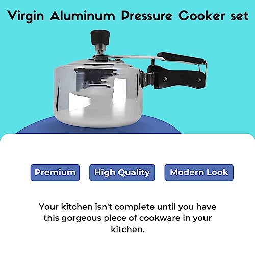 Sejal's Designs Professional Pressure Cooker, Aluminum Pressure Cooker, Small Pressure Cooker, Indian Heavy-Duty Faster Cooking Pressure Cooker Inner Lid Cooker, Pan Cooker, 3 Liter Square