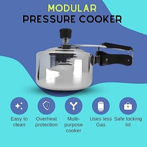 Sejal's Designs Professional Pressure Cooker, Aluminum Pressure Cooker, Small Pressure Cooker, Indian Heavy-Duty Faster Cooking Pressure Cooker Inner Lid Cooker, Pan Cooker, 3 Liter Square