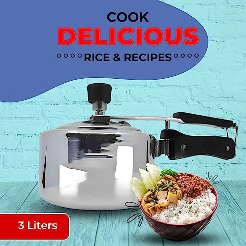 Sejal's Designs Professional Pressure Cooker, Aluminum Pressure Cooker, Small Pressure Cooker, Indian Heavy-Duty Faster Cooking Pressure Cooker Inner Lid Cooker, Pan Cooker, 3 Liter Square