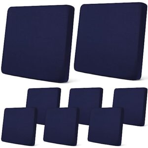 newwiee 8pcs patio stretch sofa cushion cover outdoor cushion cover replacement couch slipcover sofa seat cover soft flexibility chair cushion cover furniture protector (navy,waterproof pure)