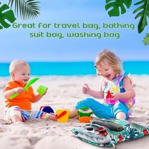 Windyun 4 Pieces Tropical Wet Bag Waterproof Reusable Wet Dry Bag Hawaii Cloth Diaper Aloha Sealed Washable Swimsuit Bag for Travel Summer Beach Wet Swimwear Baby Diaper Toiletries, 11.81 x 15.75 Inch