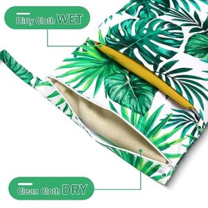 Windyun 4 Pieces Tropical Wet Bag Waterproof Reusable Wet Dry Bag Hawaii Cloth Diaper Aloha Sealed Washable Swimsuit Bag for Travel Summer Beach Wet Swimwear Baby Diaper Toiletries, 11.81 x 15.75 Inch