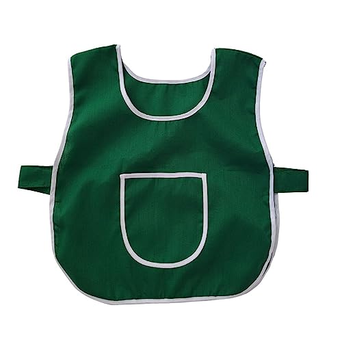 DPIYA apron for kids boys girls artist with pocket chef apron for kitchen cooking baking art painting classroom party aprons (dark green)