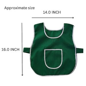 DPIYA apron for kids boys girls artist with pocket chef apron for kitchen cooking baking art painting classroom party aprons (dark green)