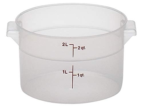 Lumintrail Cambro 2 Quart Round Food Storage Container, 2-Pack Translucent, with a Translucent Lid, Bundle with a Measuring Spoon Set