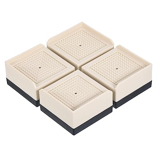 uxcell Furniture Risers 1.5 Inch, 4Pcs Square Bed Risers Adjustable Couch Riser Blocks for Extender for Bed Desk Sofa Table Lift Support Up to 1300Lbs, Beige