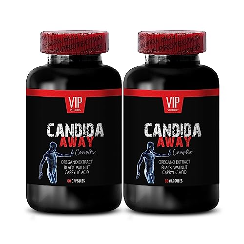 Aloe Vera Leaf, oregano oil capsules - CANDIDA AWAY COMPLEX - gut flora complex standard process, wormwood vitamin, wormwood supplement capsules, Black Walnut Hulls Powder - 2 Bottle 120 Capsules