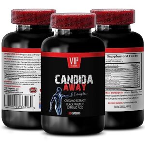 Aloe Vera Leaf, oregano oil capsules - CANDIDA AWAY COMPLEX - gut flora complex standard process, wormwood vitamin, wormwood supplement capsules, Black Walnut Hulls Powder - 2 Bottle 120 Capsules