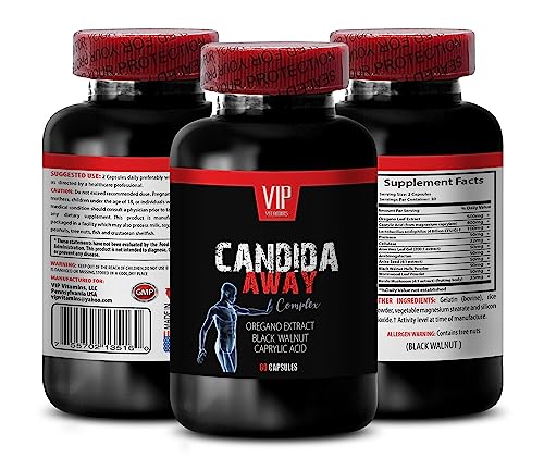 Aloe Vera Leaf, oregano oil capsules - CANDIDA AWAY COMPLEX - gut flora complex standard process, wormwood vitamin, wormwood supplement capsules, Black Walnut Hulls Powder - 2 Bottle 120 Capsules