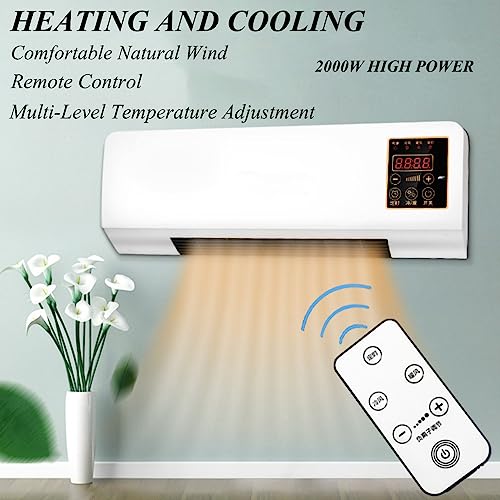 Cryfokt Mini Air Conditioner, 2000W Mini Air Cooling Heating Fan for Bedroom, Portable Wall Mount Air Conditioners and Heater Combo, Wall Mounted Fan, Remote Control or Touch Screen Control