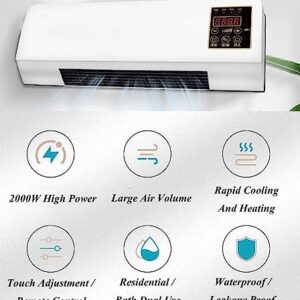 Cryfokt Mini Air Conditioner, 2000W Mini Air Cooling Heating Fan for Bedroom, Portable Wall Mount Air Conditioners and Heater Combo, Wall Mounted Fan, Remote Control or Touch Screen Control