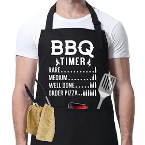 miracu funny bbq apron for men, grilling aprons for men w/ 3 pockets - mens kitchen apron for grilling, bbq, chef apron for men, dad, husband, boyfriend, him, brother, friend - grill cooking apron