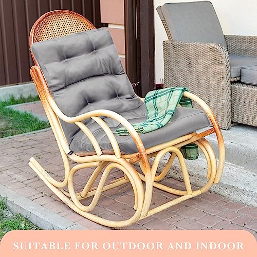 Hoteam 2 Pcs Outdoor High Back Chair Cushion Waterproof Patio Seat Back Cushion Set of 2 Rocking Chair Cushion Covers Thickened Patio Chair Pad for Indoor Outdoor Patio Garden (Gray)